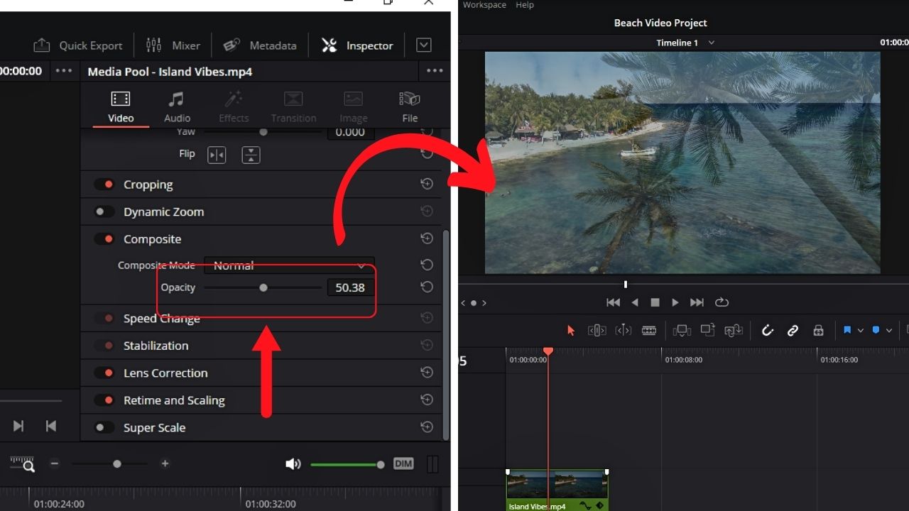 How to Change Opacity of a Video in DaVinci Resolve 18 (2024)